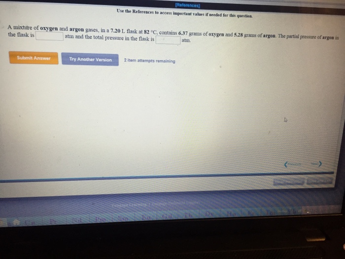 Solved A mixture of oxygen and argon gases, in a 7.20 L | Chegg.com