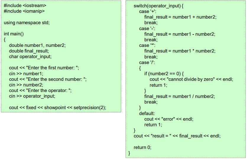 Solved #include switch(operator input)( #include | Chegg.com