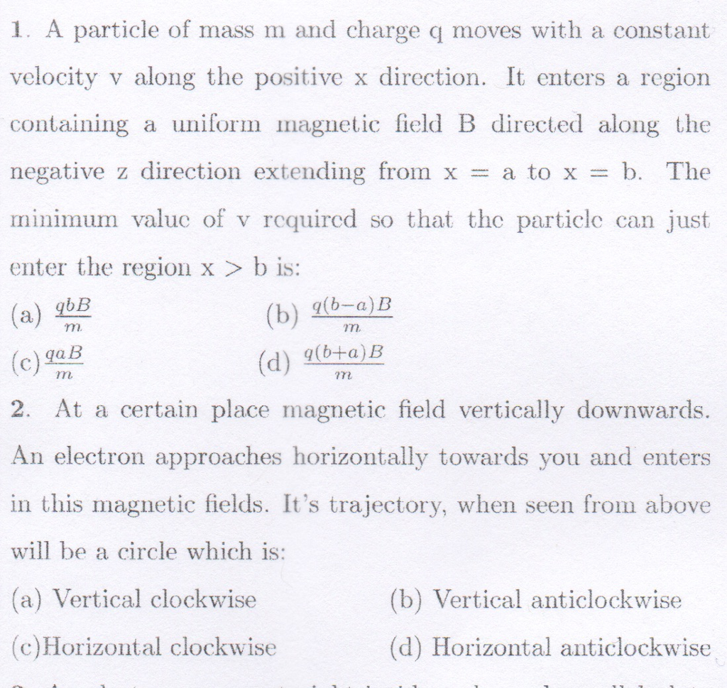 Solved A particle of mass m and charge q moves with a | Chegg.com