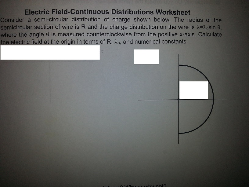 Solved Consider a semi-circular distribution of charge shown | Chegg.com