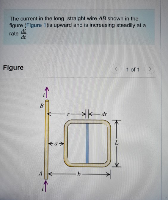 Solved The current in the long, straight wire AB shown in | Chegg.com