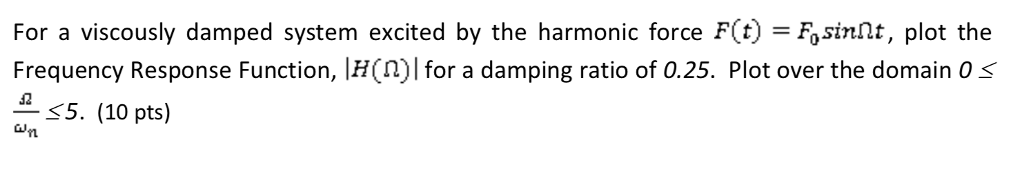 Solved For a viscously damped system excited by the harmonic | Chegg.com