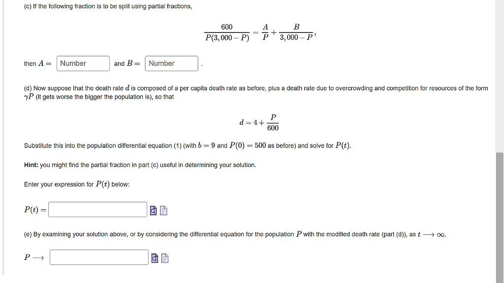 Solved Consider a population whose number we denote by P. | Chegg.com