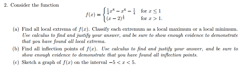 Solved 2. Consider the function (a) Find all local extrema | Chegg.com
