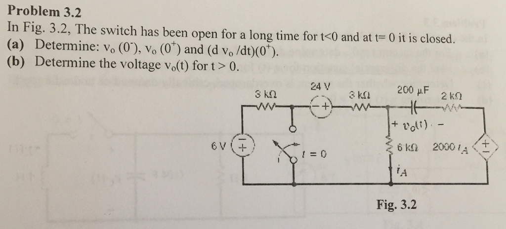 Solved In Fig. 3.2, the switch has been open for a long time | Chegg.com
