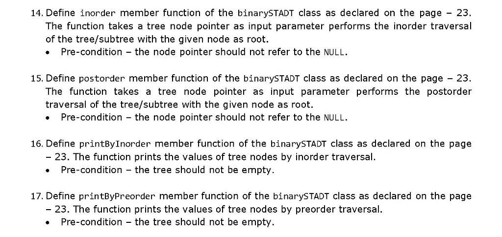 Solved 14. Define inorder member function of the binarySTADT | Chegg.com