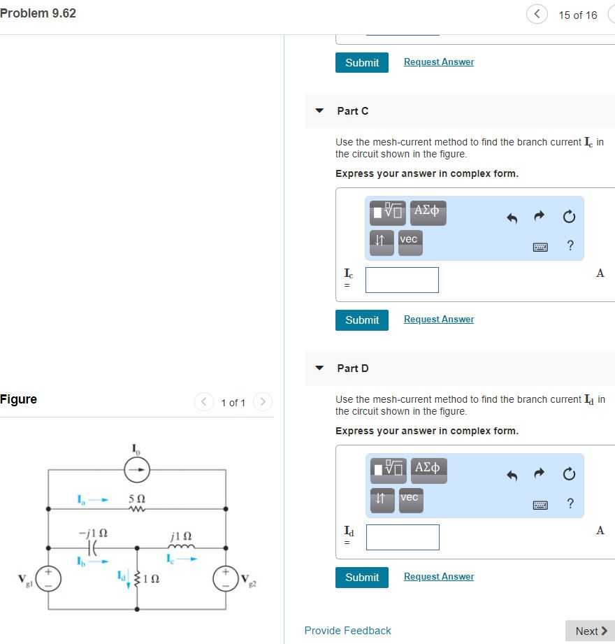 Solved Problem 9.62 15 of 16 Part A Use the mesh-current | Chegg.com