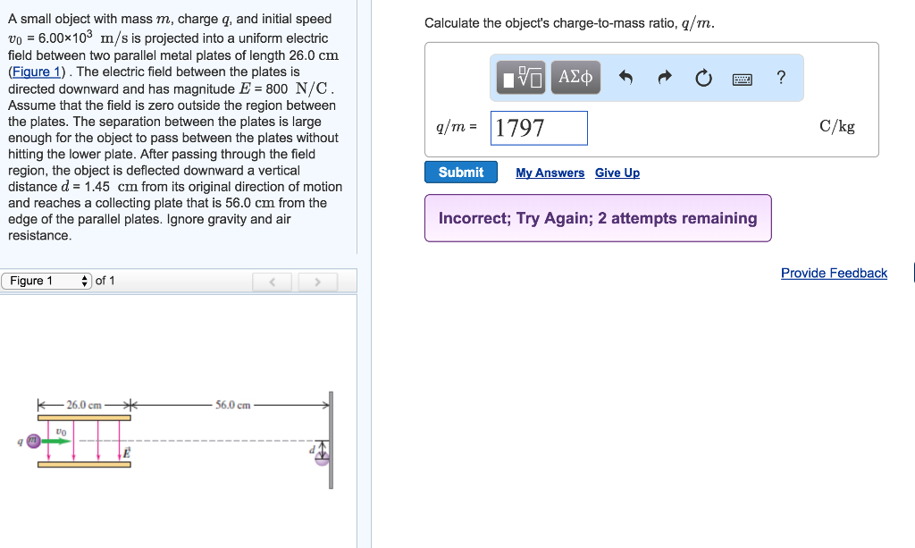 Solved Calculate The Objects Charge To Mass Ratio Q M A