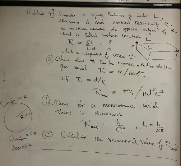 Solved Consider a square conductor of sides L, thickness d, | Chegg.com