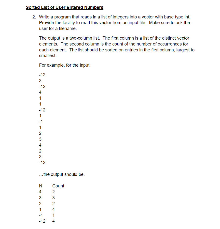 Solved Sorted List Of User Entered Numbers 2 Write A