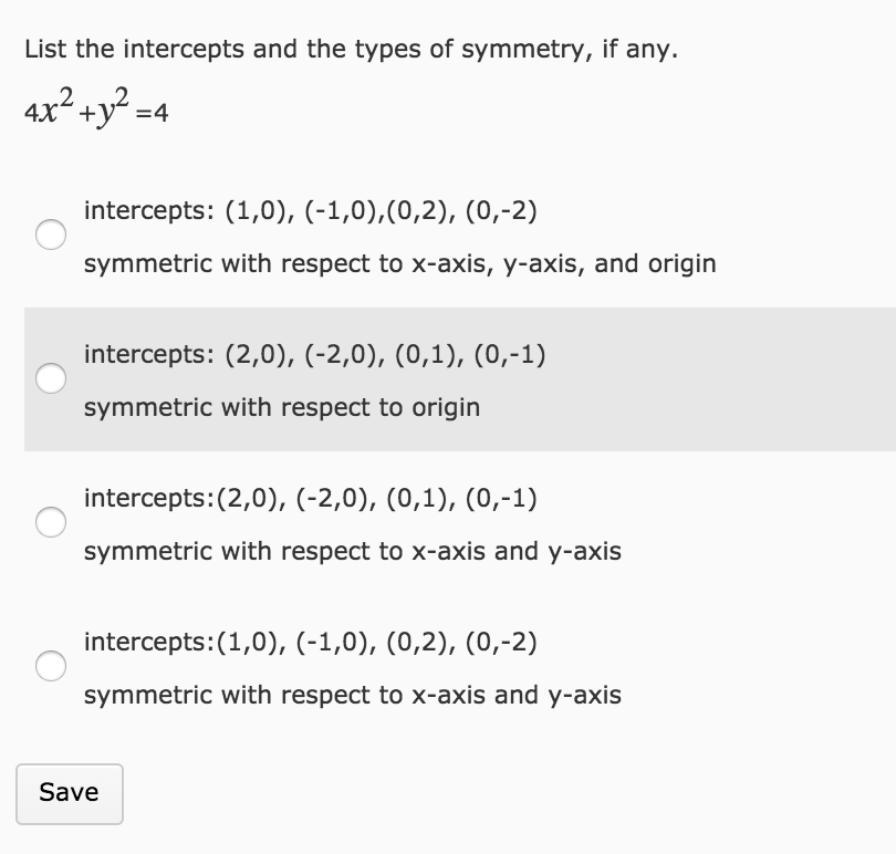Solved List the intercepts and the types of symmetry, if | Chegg.com