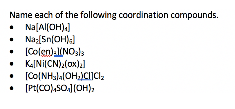 Solved Name each of the following coordination compounds. . | Chegg.com