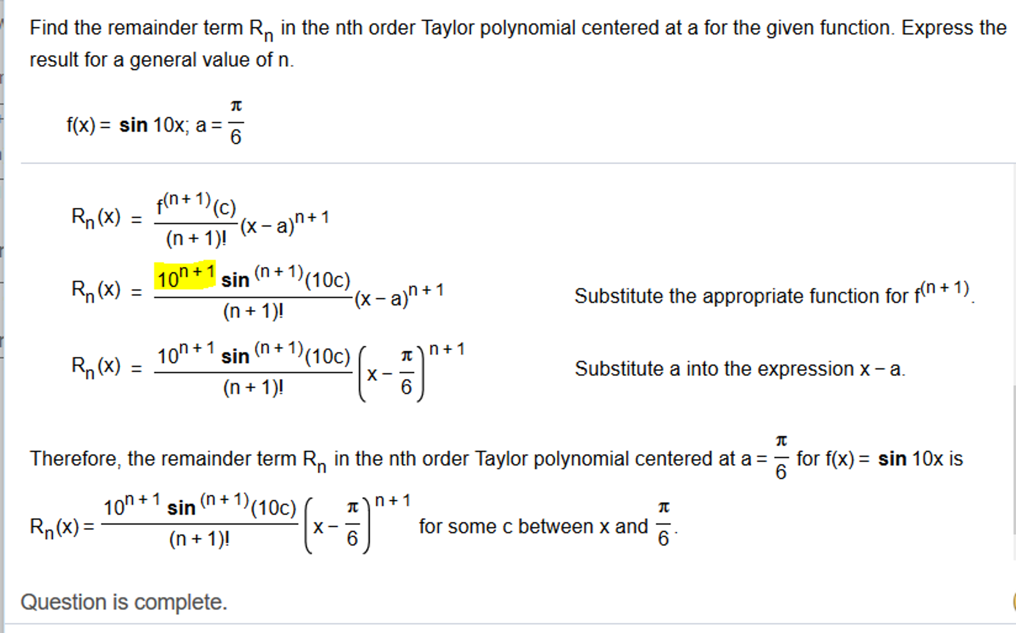 Solved Find the remainder term R_n in the nth order Taylor | Chegg.com