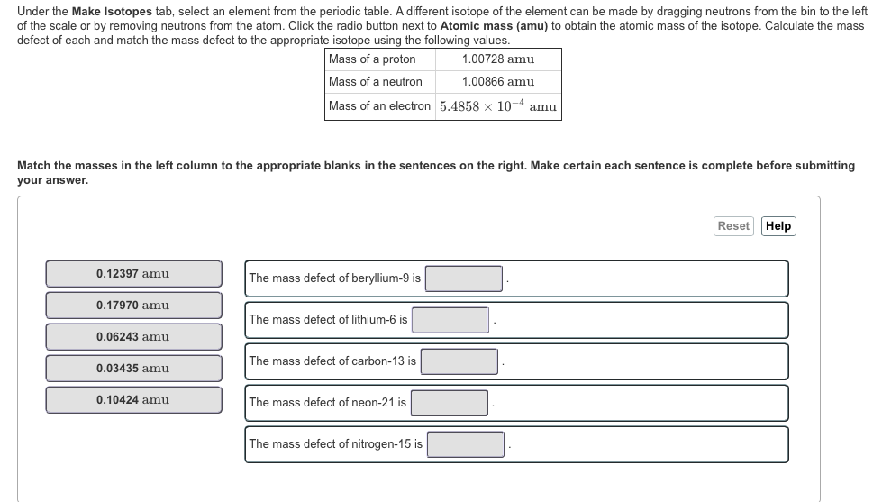 Solved Under the Make Isotopes tab, select an element from | Chegg.com