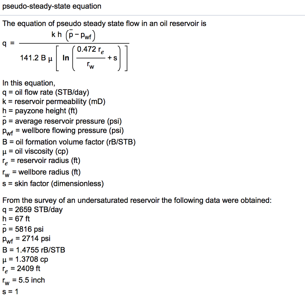 Solved Pseudo Steady State Equation The Equation Of Pseudo