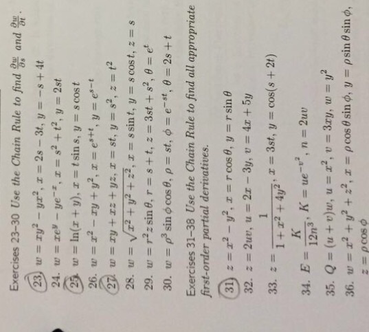 Solved Exercises 23-30 Use the Chain Rule to find w/s and | Chegg.com