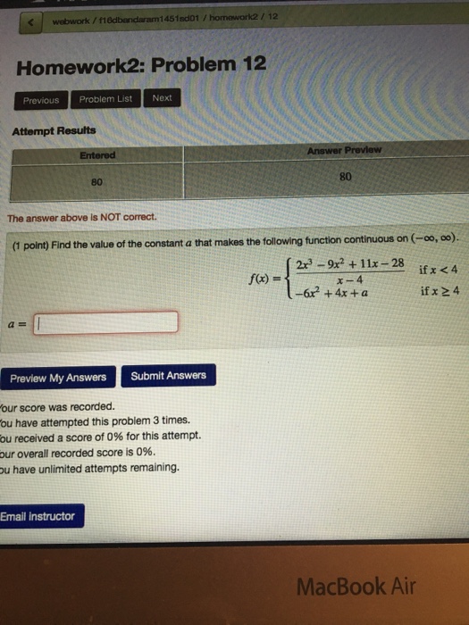 Solved Find the value of the constant a that makes the | Chegg.com