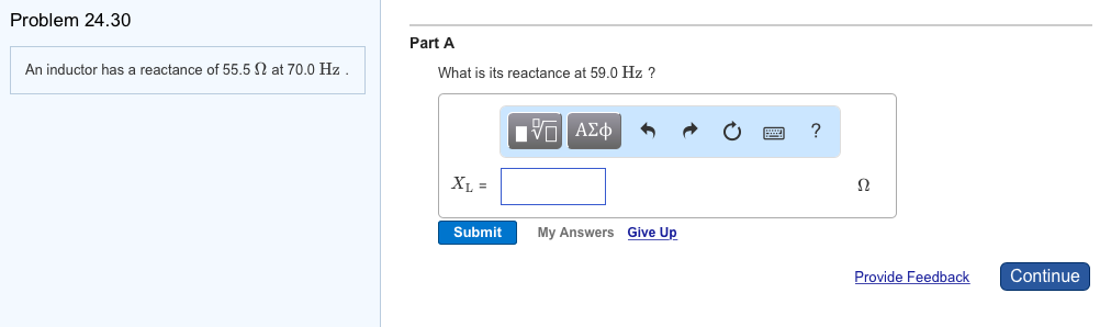 Solved Problem 24 30 Part A An Inductor Has A Reactance Of