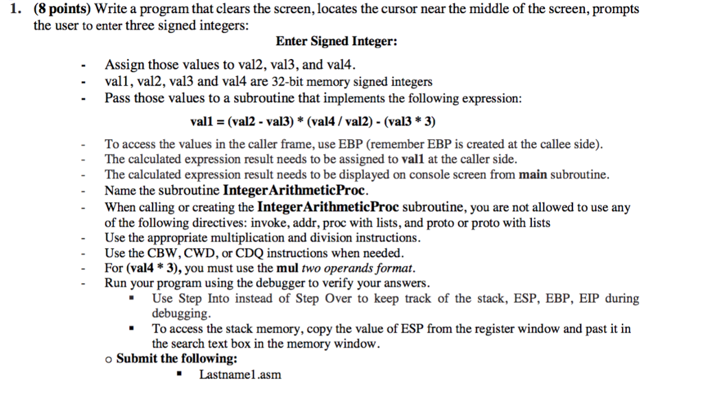 1 8 Points Write A Program That Clears The Screen