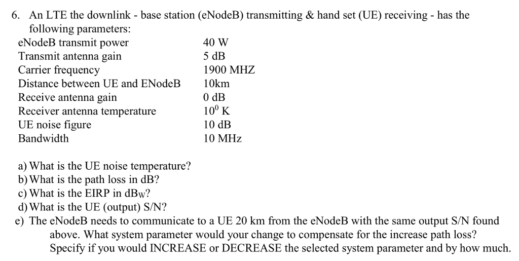 6. An LTE the downlink - base station (eNodeB) | Chegg.com