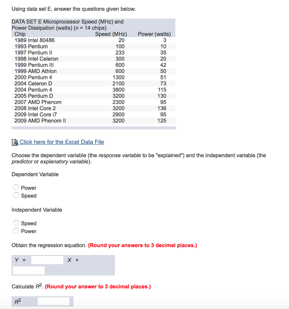 Solved Using data set E, answer the questions given below | Chegg.com Solved Using data set E, answer the questions given below | Chegg.com