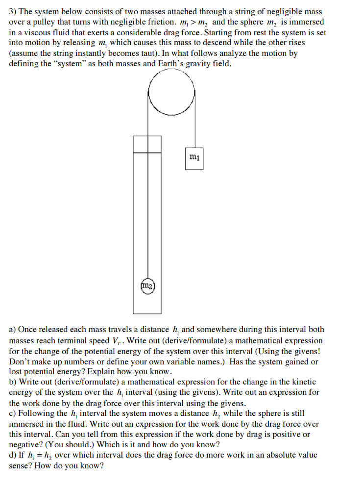 Solved The system below consists of two masses attached | Chegg.com