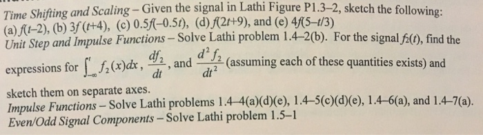 Time Shifting and Scaling - Given the signal in Lathi | Chegg.com