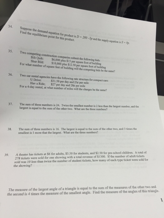 Solved Suppose the demand equation for product is D = 280 - | Chegg.com