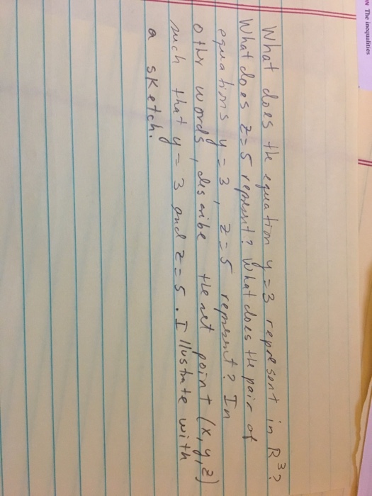 Solved What does the equation y = 3 represent in R^3? What | Chegg.com
