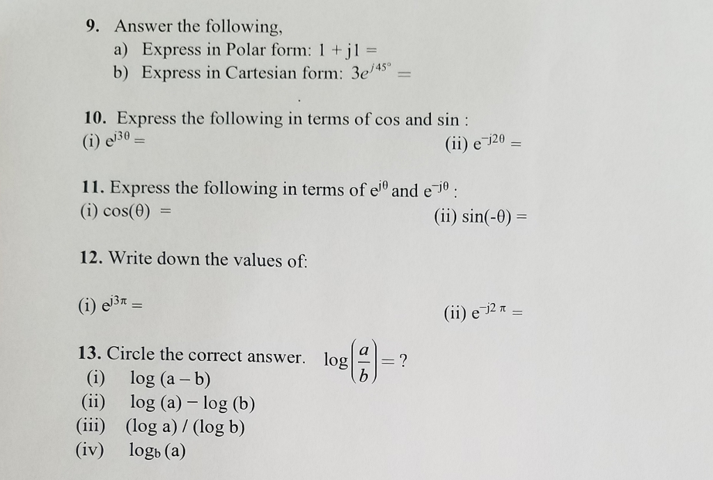 Solved Answer the following, a) Express in Polar form: 1 + | Chegg.com