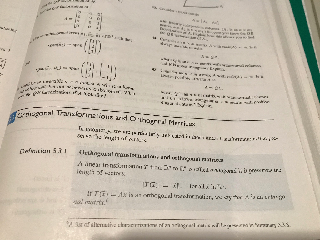 Solved Orthogonal matrices, orthogonal transformations, and | Chegg.com