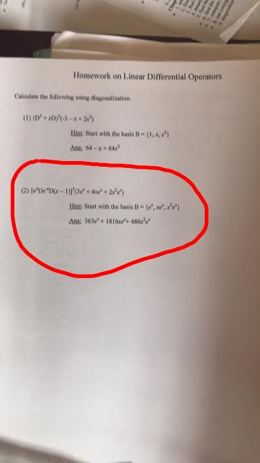 Solved Homework on Linear Differential Operators Calculate | Chegg.com