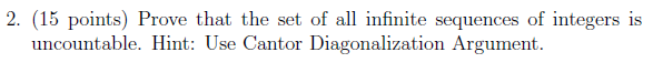 Solved Prove that the set of all infinite sequences of | Chegg.com