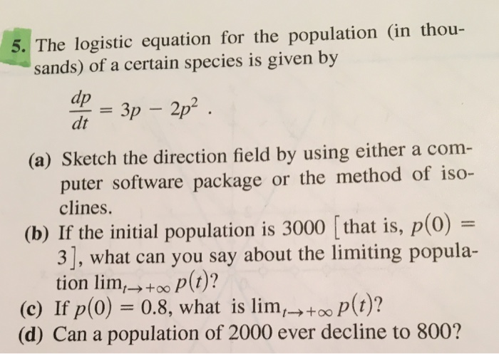 Solved The Logistic Equation For The Population In