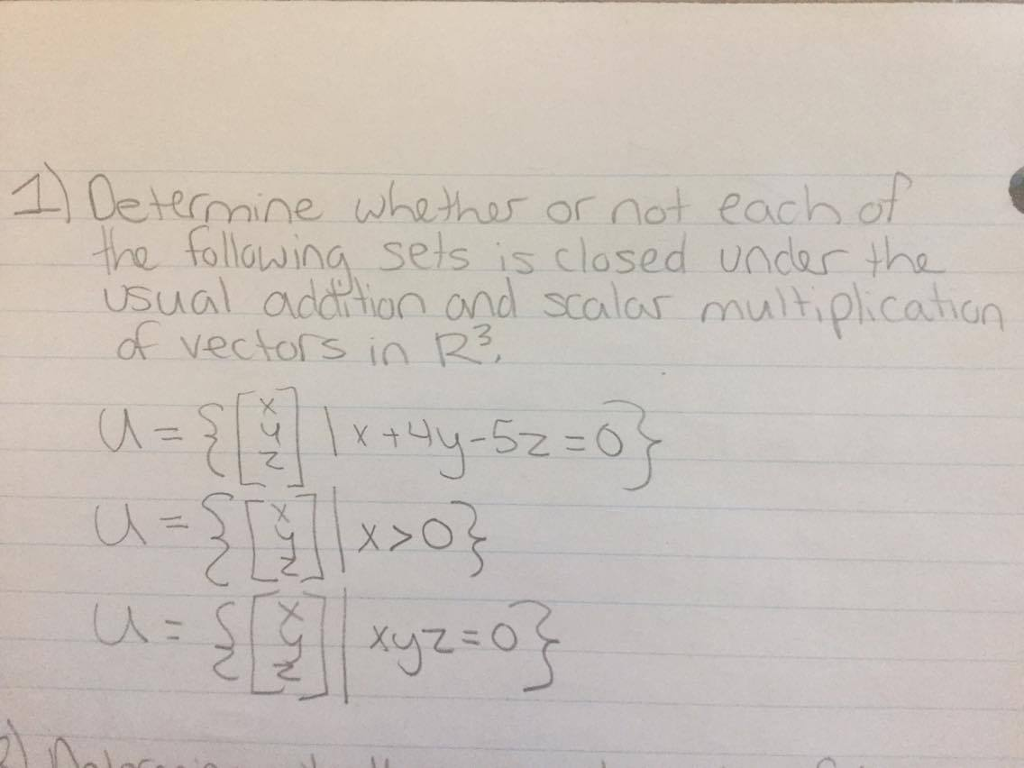 Solved Determine whether or not each of the following sets | Chegg.com
