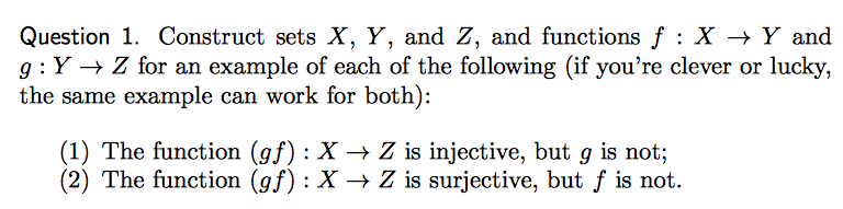 Solved Construct sets X, Y, and Z, and functions f: X | Chegg.com