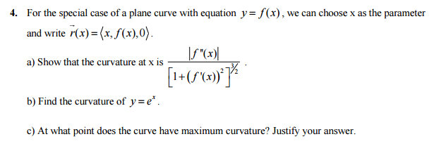 Solved For the special case of a plane curve with equation y | Chegg.com