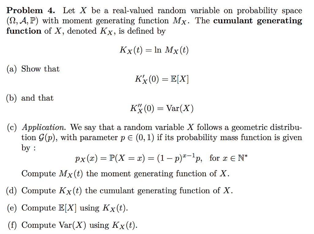 Solved Let X be a real-valued random variable on probability | Chegg.com