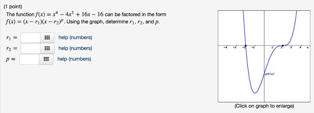 Solved (1 point) The function f(x)4-4x3 + 16x -16 can be | Chegg.com