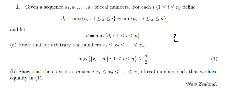 Solved 1. Given a sequence a1,a2,, an of real numbers. For | Chegg.com