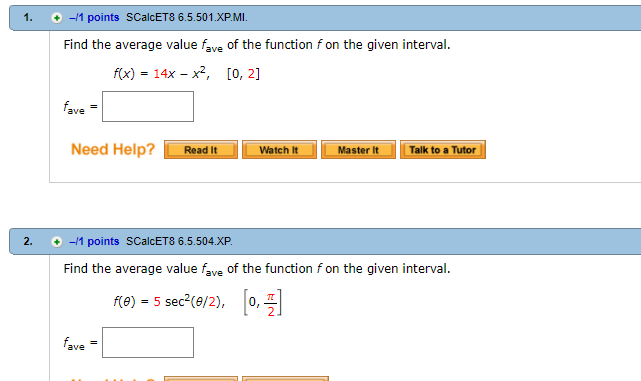Solved 1. -/1 points SCalcET8 6.5.501.XP.MI fx) = 14x-x2, | Chegg.com