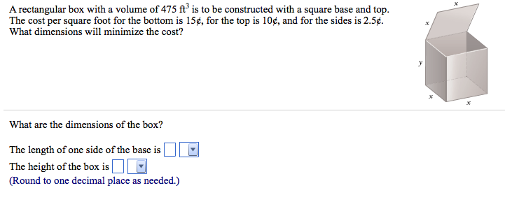 Solved A rectangular box with a volume of 475 ft3 is to be | Chegg.com