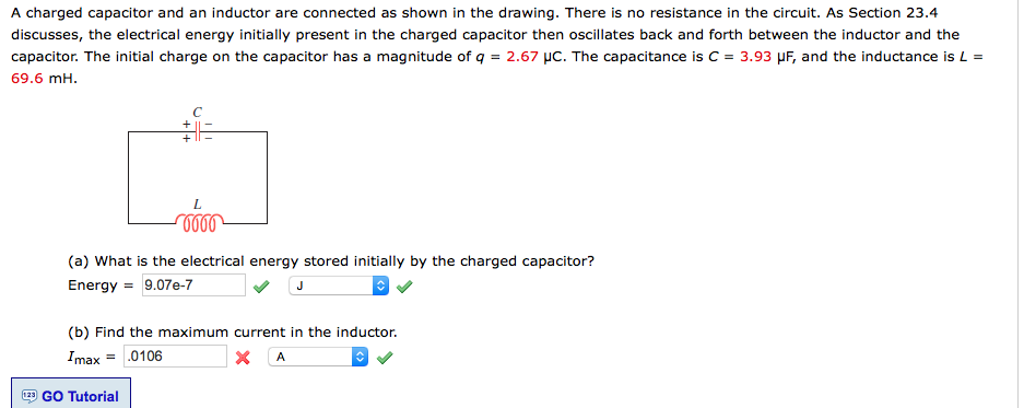 Solved A charged capacitor and an inductor are connected as | Chegg.com