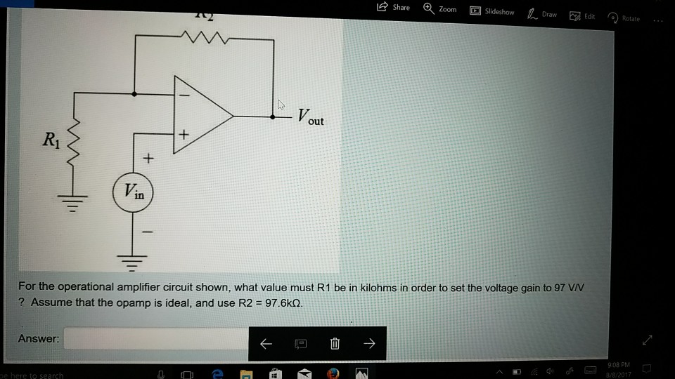 Solved Share a Zoom Slideshow 久Draw E7 Edit 2 Rotate Vout R1 | Chegg.com