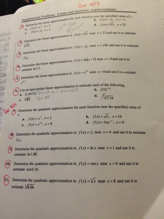 Solved Determine The Linear Approximation For Each Function