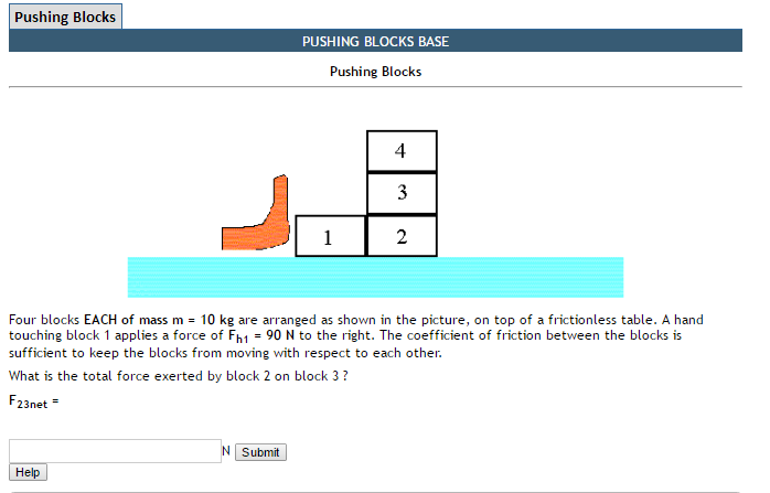 Solved Four blocks EACH of mass m = 10 kg are arranged as | Chegg.com