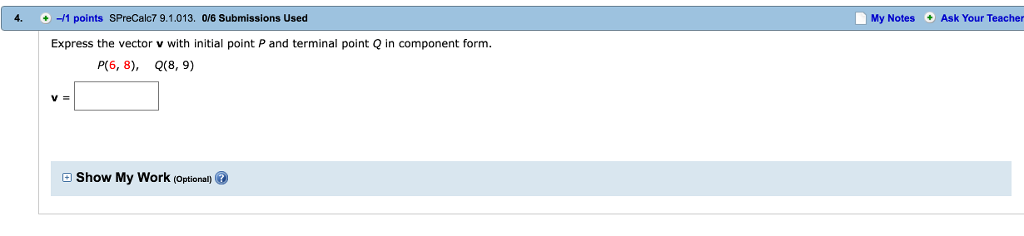 Solved Express The Vector V With Initial Point P And 