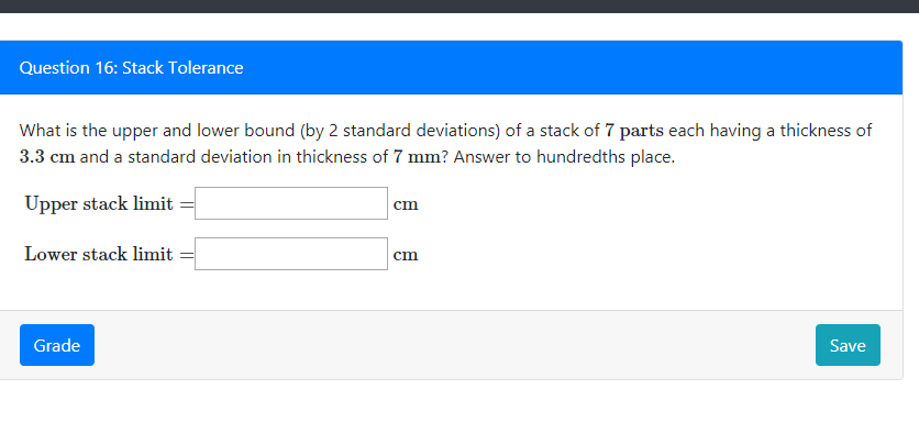 Solved Question 16: Stack Tolerance What is the upper and | Chegg.com