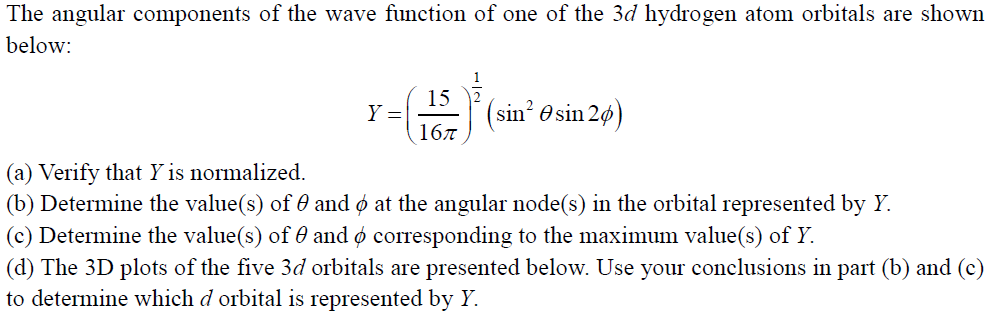 The angular components of the wave function of one of | Chegg.com