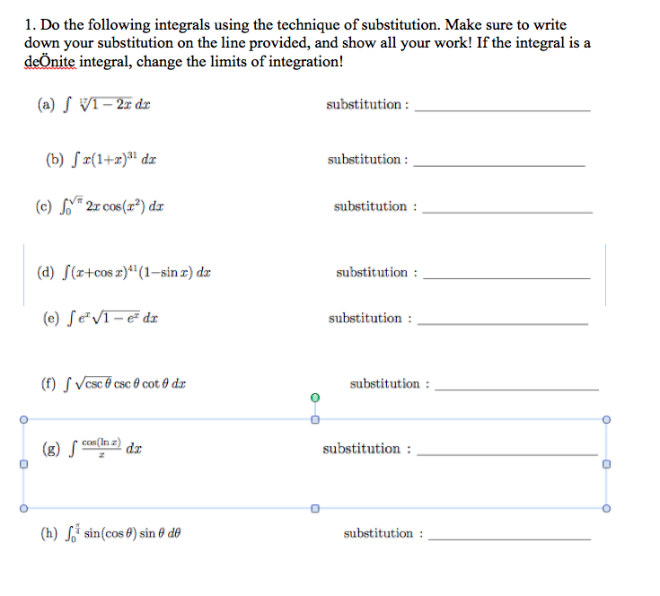 Solved 1. Do the following integrals using the technique of | Chegg.com